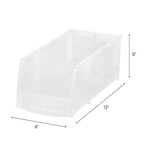 IRIS USA Clear Plastic Stackable Storage Bins, Large- 8 Pack, Open Front Fridge Pantry Kitchen Closet Cabinet Bathroom Organizer Basket for Organizing Snack, Cans, Office Supplies, and Coffee Pods