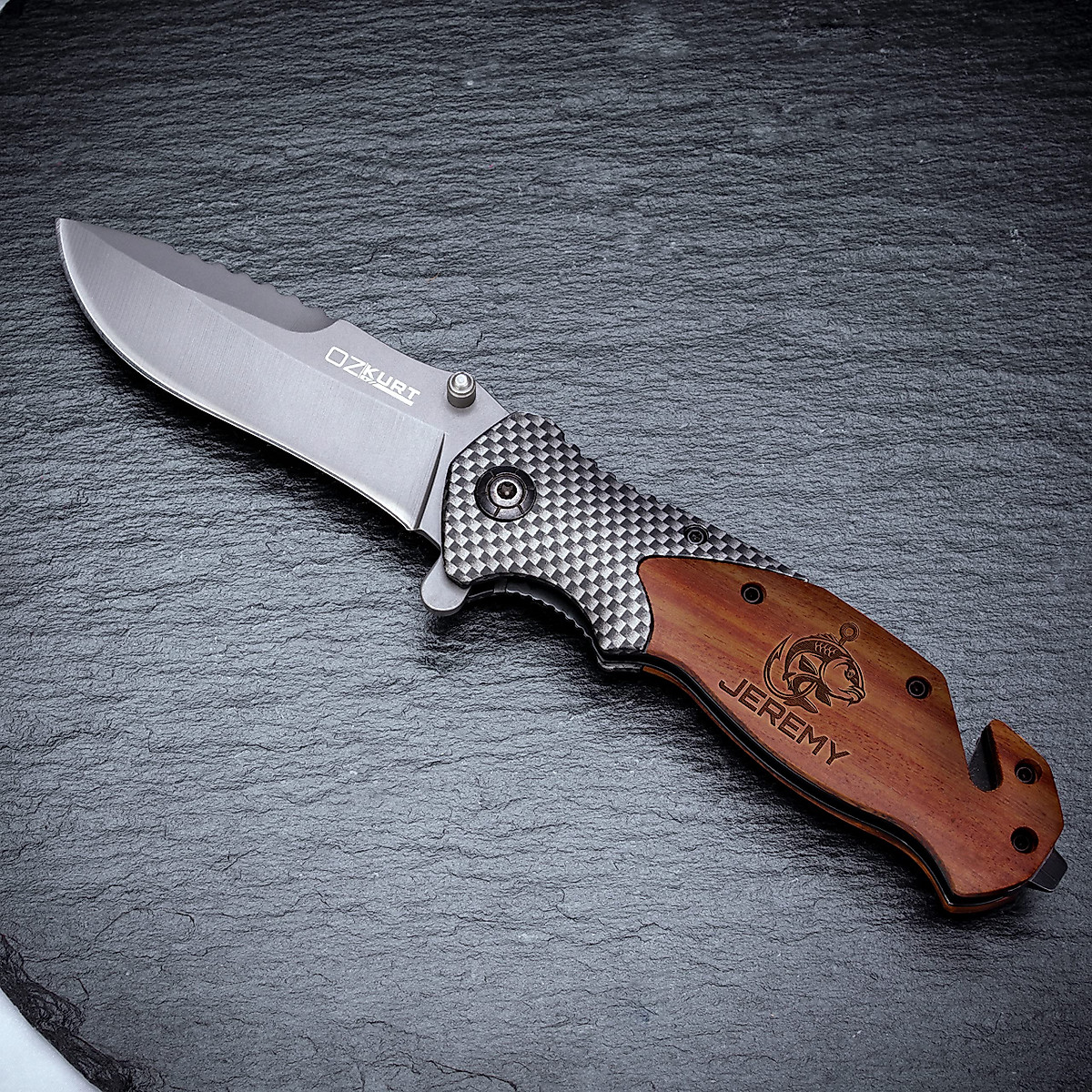 Gifts for Men, Personalized Pocket Knife w Name or Text, 20 Optional Icons, 14 Elegant Font, Custom Pocket Knife - Gifts for Husband from Wife, Daughter, Son, Customized Pocket Knives