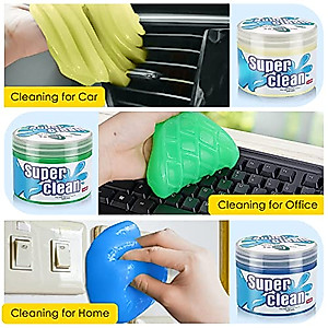 Simpower Car Cleaning Gel Putty: 2022 est Universal Detailing 3 Pack Reusable Keyboard Cleaner Unique Tinfoil Layer Design Putty for Interior Dash Printers Calculators 600G, Blue, Green, Yellow