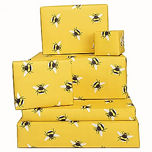 CENTRAL 23 - Bee Wrapping Paper - 6 Wrapping Paper Sheets for Birthday - Women - Friends - Birthday Baby Shower Easter Decorations - Recyclable and Made In UK