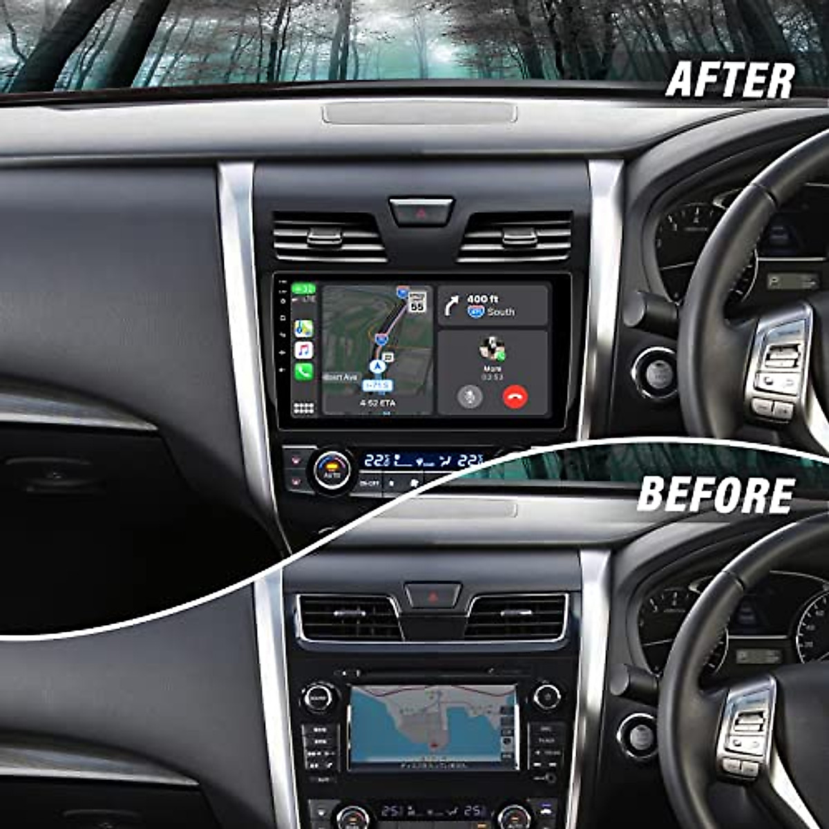 Wireless Apple Car Play Radio, ViaBecs 10.2” Bluetooth Car Stereo for 2014-2018 Nissan Altima Support Android Auto, Bluetooth 5.0, GPS Navigation, Subwoofer, SWC, 36-EQ DSP, AM/FM Car Radio Receiver