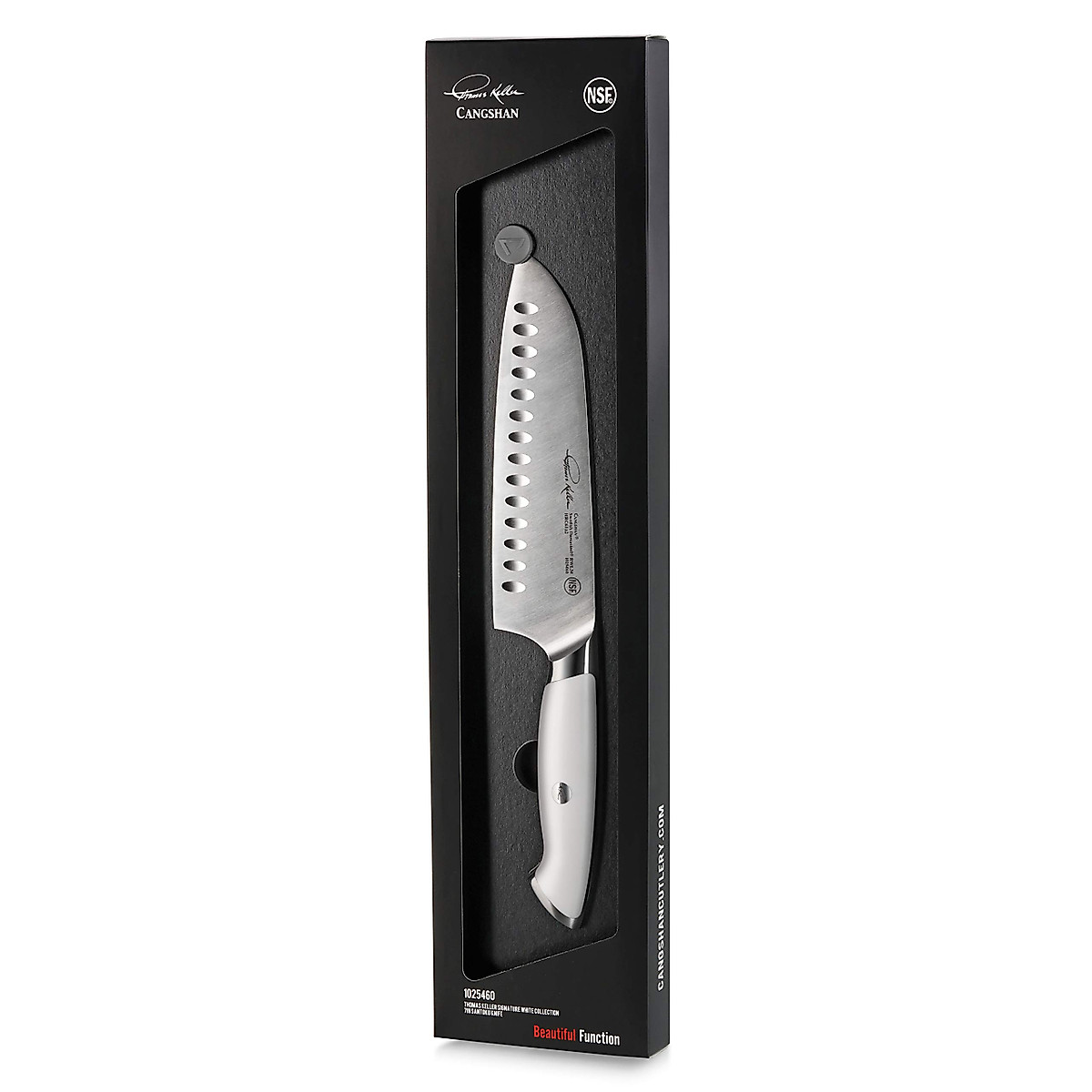 Cangshan Thomas Keller Signature Collection Swedish Powder Steel Forged, 7-Inch Santoku Knife, White