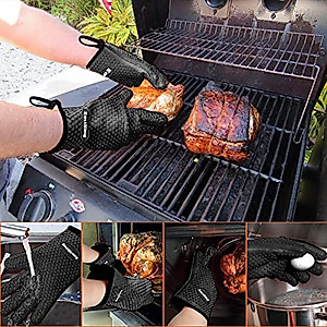 EastKing Smoker Accessories Set-Grilling Oven Gloves,BBQ Claws,Meat Thermometer and Silicone Brush BBQ Set for Cooking Barbecue Baking (Black)