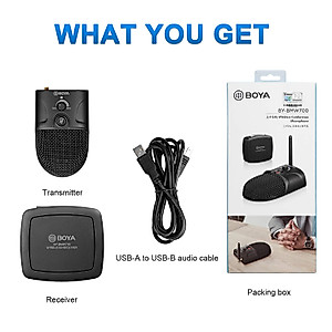 2.4GHz Wireless Conference Microphone, BOYA BY-BMW700 Omnidirectional USB Meeting Mic Table Top Desktop Microphone with 360° Pick Up Range Ideal for Video Conference, Seminars,Corporate Events