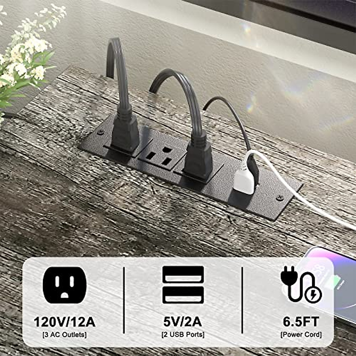 Homieasy L Shaped Desk with File Cabinet & Power Outlet, 55 Inch Large Corner Computer Desks with LED Strip, L-Shaped Computer Desk with Drawers and Storage Shelves for Home Office, Grey & White