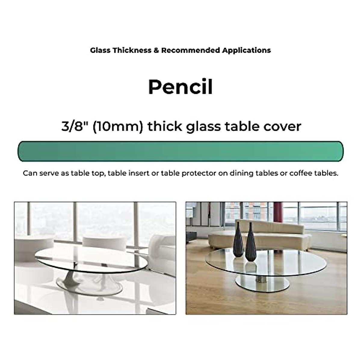 48" Inch Round Glass Table Top 3/8" Thick Pencil Polish Edge Tempered by Fab Glass and Mirror