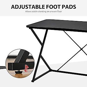 HOMCOM 43" Home Office Computer Desk Study Student Writing Table with Z and X Bar Frame Support for Living Room, Black