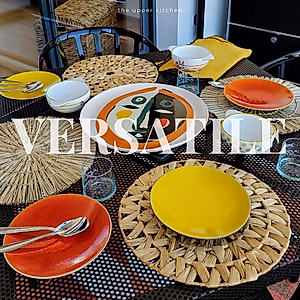 The Upper Kitchen Chargers for Dinner Plates – 14 inch Water Hyacinth Placemats, Woven Placemats, Rattan Chargers, Boho Charger Plates, Plate Chargers