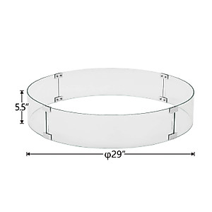 COSIEST Outdoor Fire Pit Glass Wind Guard, Round, 29x5.5 inches