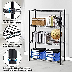 MKDLUFEI 4 Tier Adjustable Storage Shelf Metal Storage Rack Wire Shelving Unit Storage Shelves Metal 1000Lbs Capacity 14''Lx36''Wx54''H NSF Certification for Pantry Closet Kitchen Storage Black