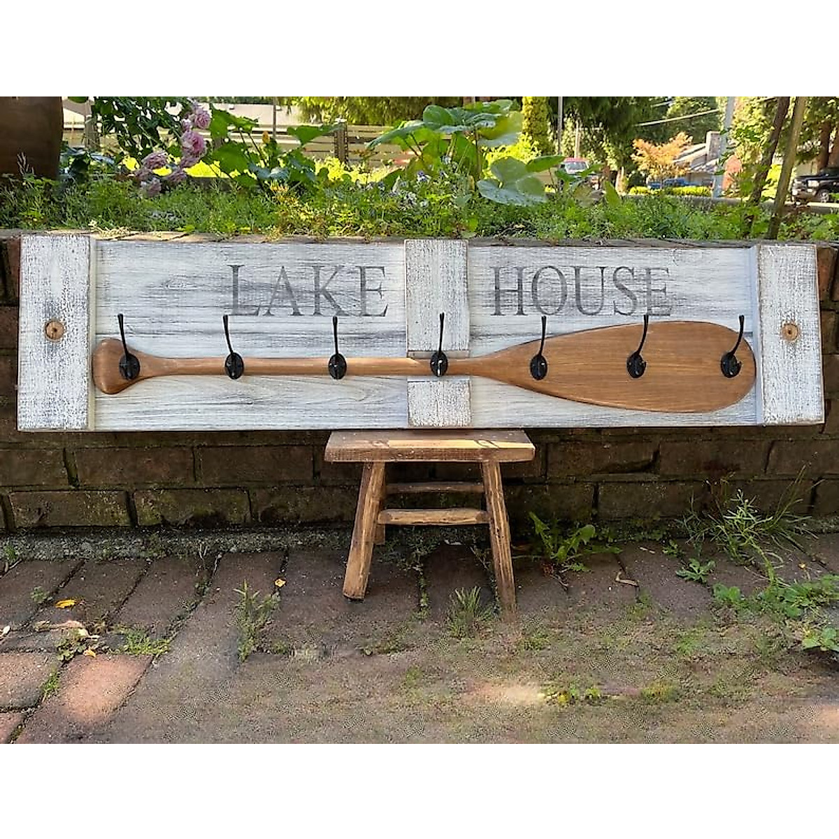 SEUHF Entryway Hook Rack, Rustic Paddle Wall Mounted,Coat Rack for The Lake House, Bathroom Towel Hanger