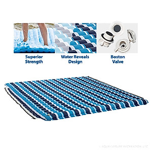 Aqua Ultimate Floating Water Mat – Heavy Duty Floating Island Pad with Expandable Zippers – Navy/White Stripe
