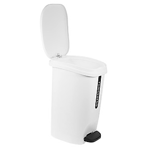 Cabilock 10L White Trash Can with Lid and Foot Pedal, Simple Trash Bin with Nordic Style, Multi-Functional Waste Paper Basket