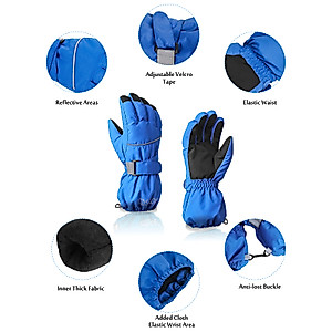 Century Star Kids Gloves Waterproof Boys Girls Ski Gloves Kids Snow Gloves for Toddlers Warm Winter Gloves for Kids Black L (10-12 Years)