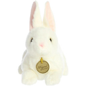 Aurora® Realistic Miyoni® American White Rabbit Stuffed Animal - Lifelike Detail - Cherished Companionship - 8 Inches