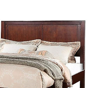 Benjara Kali Platform California King Panel Bed, Storage Drawer, Cherry Brown Wood