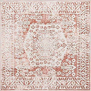 Unique Loom Oxford Collection Area Rug - Sheldonian (4' Square, Pink/Ivory)