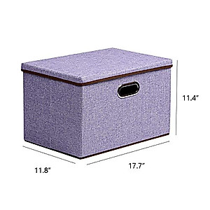UUJOLY Large Foldable Storage Bins with Lids, Cube Collapsible Nursery Storage Box for Bedroom, Wardrobe, Shelf, Office (purple)