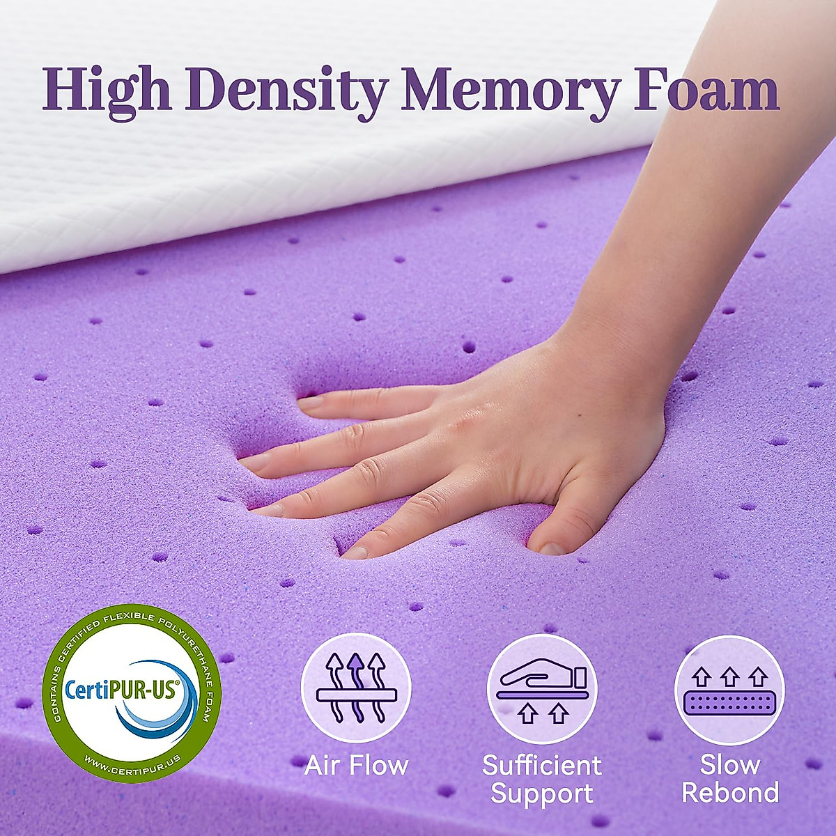 SINWEEK 3 Inch Gel Memory Foam Mattress Topper Full Size, Ventilated High Density Pad for Back Pain, Bed Topper with Removable Soft Cover, CertiPUR-US Certified