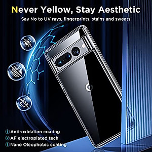 Humixx Crystal Clear Designed for Google Pixel 7 Pro Case [Non-Yellowing] [8 FT Military Drop Protection] Slim Fit Yet Protective Shockproof Bumper with Airbag Case Cover 6.7 Inch- Crystal Clear