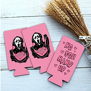 HOMEZZO 12 Pcs Halloween Party Can Cooler, No You Hang Up Halloween Ghost Drink Sleeves for Halloween Party Favors Trick or Treat Supplies Wacky Horror Party