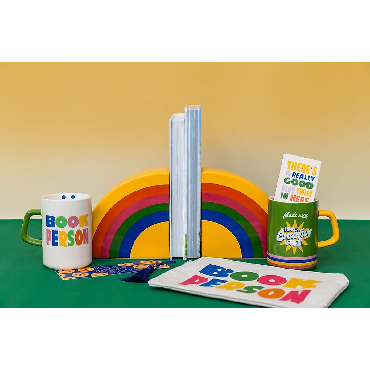 ban.do Ceramic Mug, 12 Ounce Coffee Cup, Dishwasher and Microwave Safe Mug, Books for Breakfast