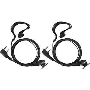 KANMIT Kenwood Walkie Talkie Earpiece Headset for Baofeng uv-5r uv-9r bf-888s bf-f8hp tk-2202 tk-2402 tk-3402 nx-200 nx-320 Icom Retevis Radio with PU G Shape Ear-Hook and PTT mic (2 Pack)