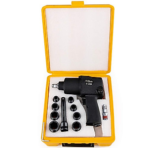 TUZkozs T-288 1/2" Air Impact Wrench Kit [ mm Size Sockets ] Heavy Duty Twin Hammer Half Inch Impact Gun 5-Speed pistola de impacto