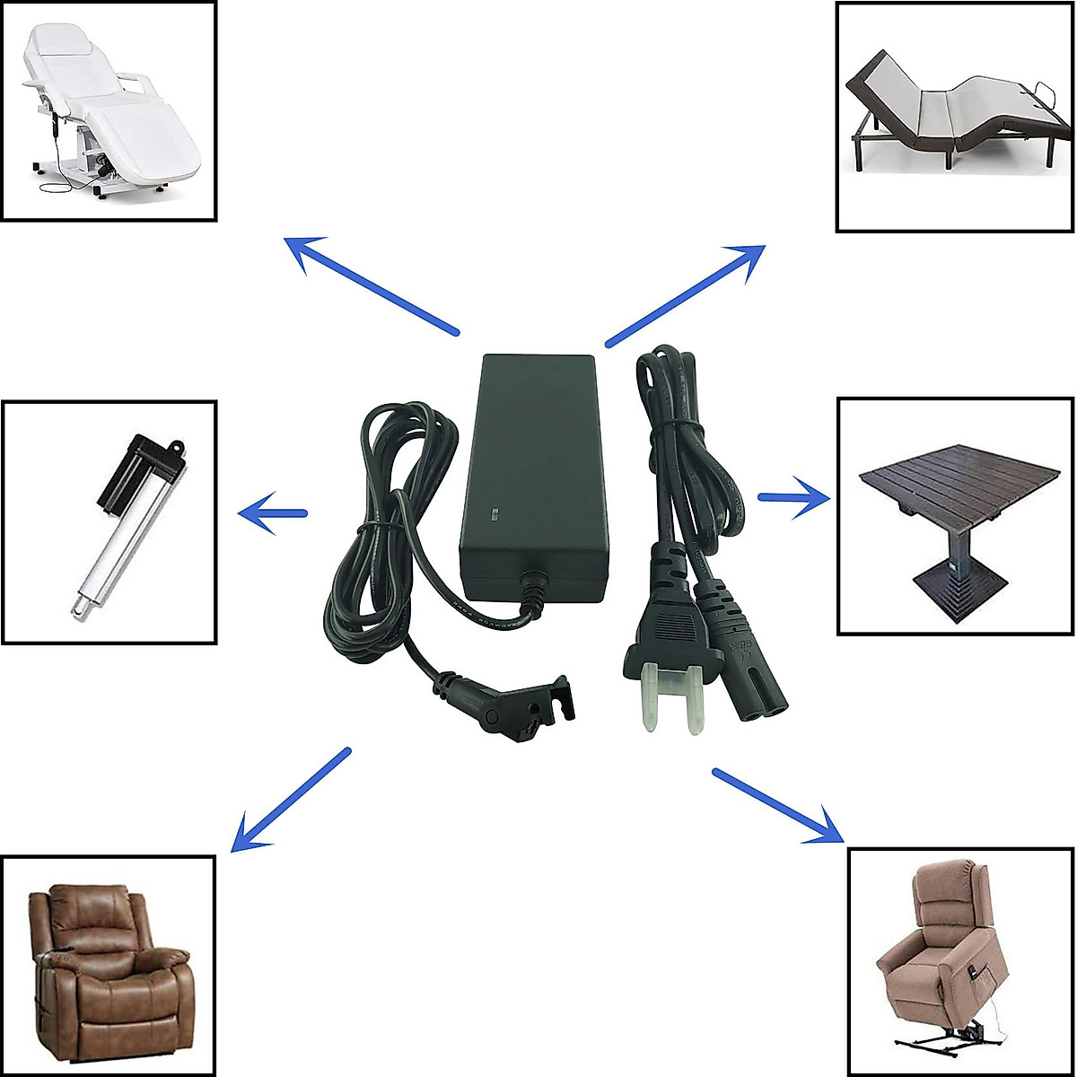 Fesasn 29V2A Power Recliner Power Supply,2-pin 29V 2A Recliner Power Supply Transformer Replacement Parts Power Cord Compatible for Lift Chair or Power Recliner