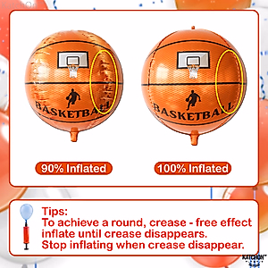 KatchOn, Big 22 Inch Basketball Balloons - Pack of 6, Basketball Foil Balloons | Basketball Balloon, Basketball Party Decorations, Basketball Senior Night Decorations | Basketball Birthday Decorations