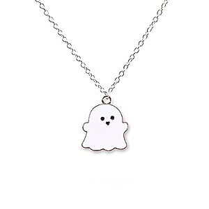 Kefley Halloween Ghost Necklace for Couples Friendship Necklace for 2 Best Friend Birthday Christmas Gifts for Bestie Halloween Themed Gifts for Bff Matching Necklaces