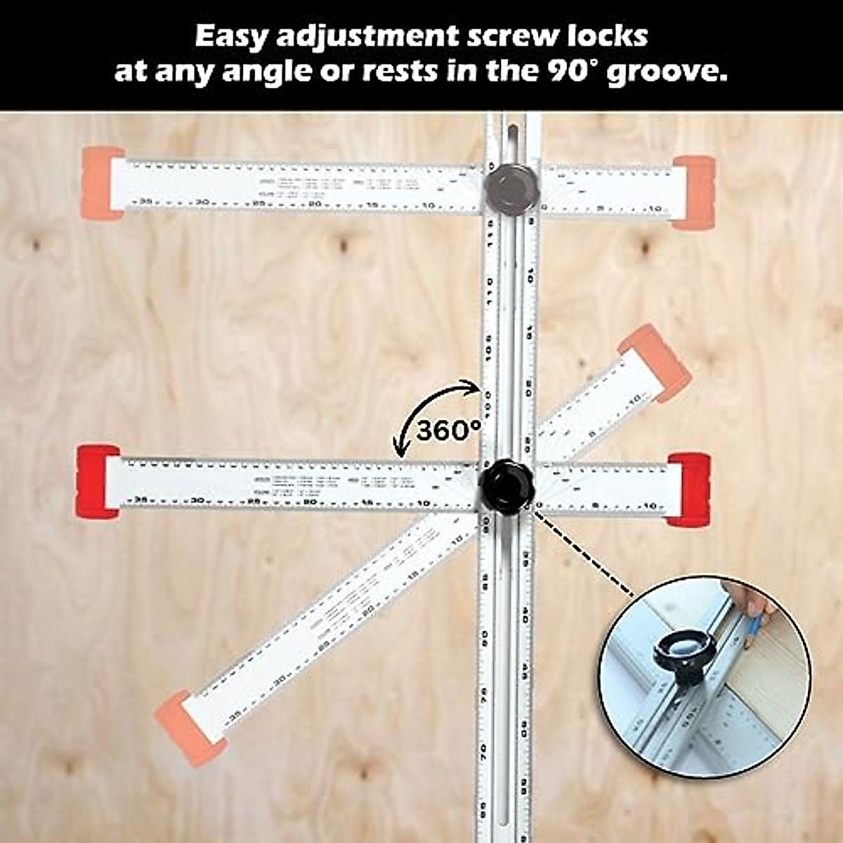 Kapro - 317 Adjustable Drywall T-Square Tool - Aluminum - for Layout and Marking - Features Sliding Head and Dual Directional Printed Scale - 48 Inch
