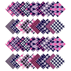 Soimoi 40Pcs Houndstooth Print Cotton Precut Fabrics for Quilting Craft Strips 2.5x42inches Jelly Roll - Purple & Pink