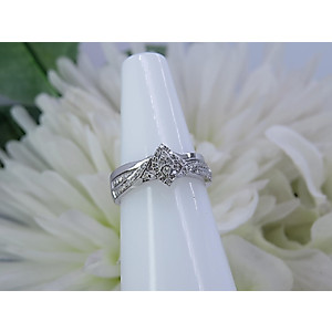 Dazzlingrock Collection 0.33 Carat (Cttw) Round White Diamond Marquise Shape Engagement Ring Set 1/3 CT, Sterling Silver, Size 7