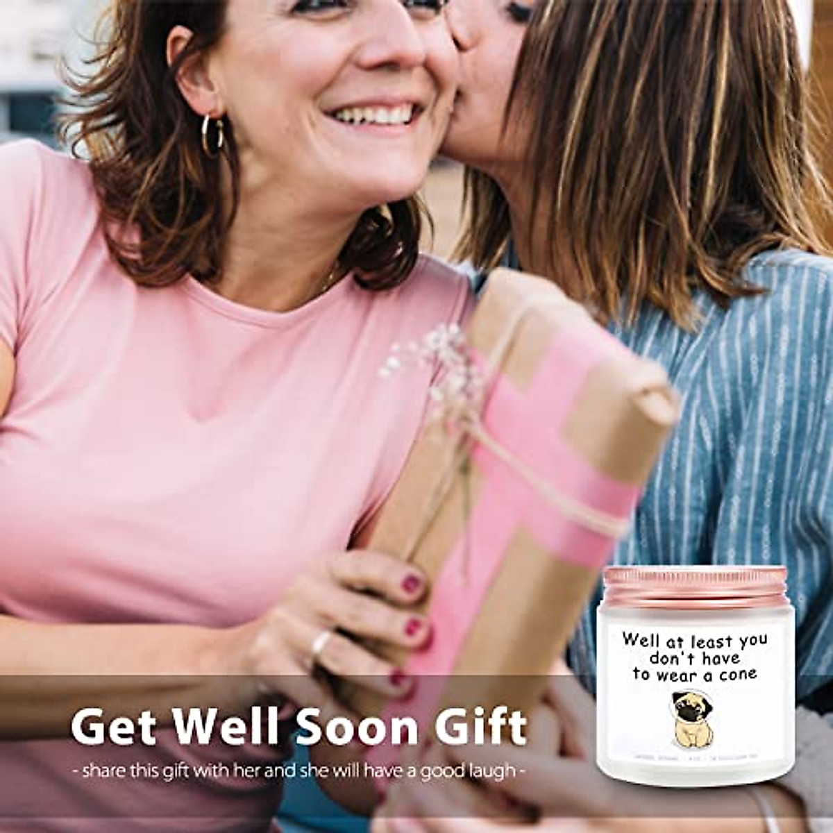 Funny Get Well Soon Gifts for Women or Men, at Least You Don’t Have to Wear A Cone, Wellbeing, Recovery Feel Better Gifts for Friend, Mom, Daughter, Sister, Wife, Girlfriend, Lavender Scented Candle