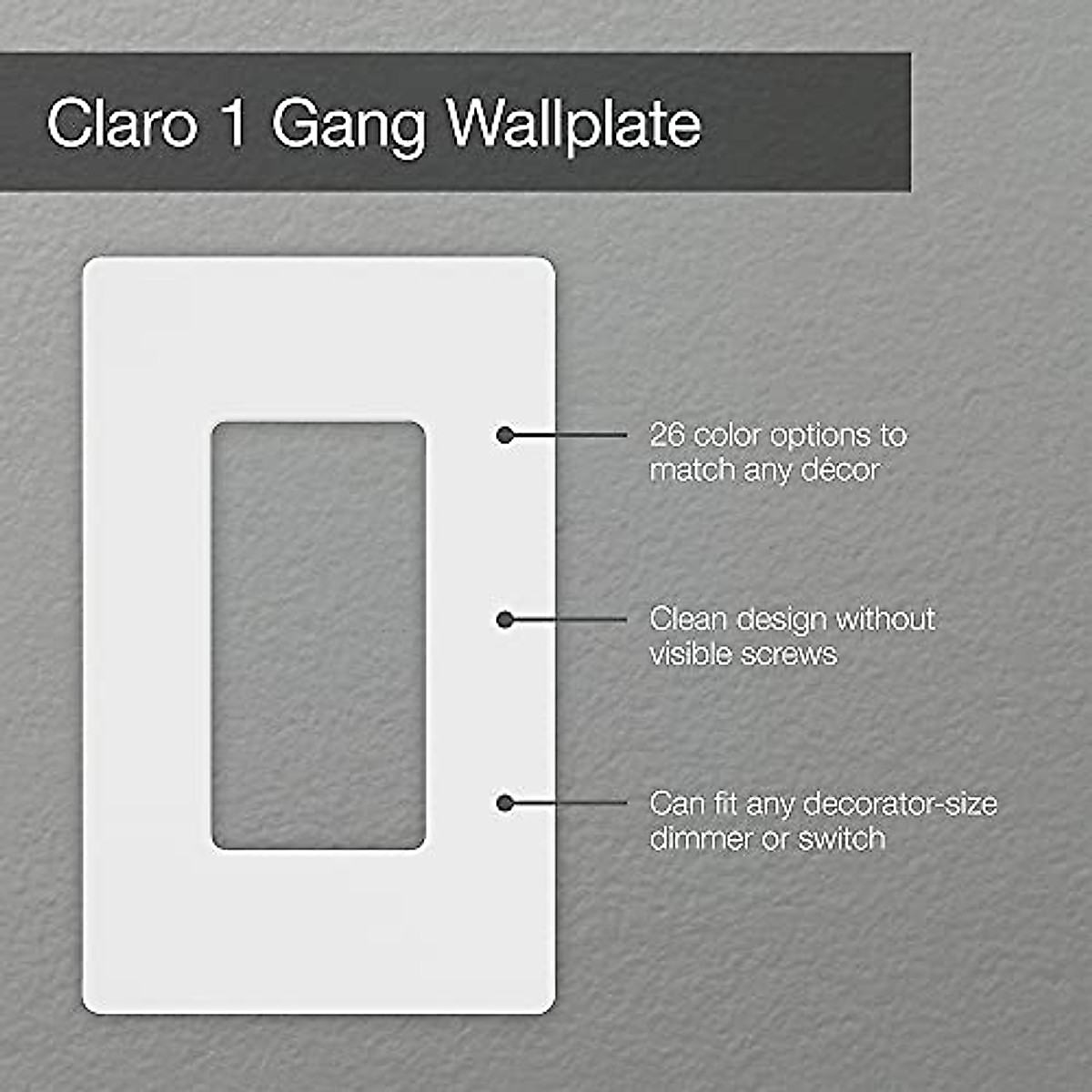 Lutron Claro 1 Gang Decorator/Rocker Wallplate, Gloss, White (6-Pack) | CW-1-WH-6