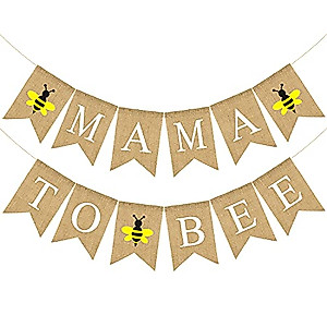 Doumeny Mama to Bee Burlap Banner Jute Bumble Bee Burlap Bunting Baby Shower Party Banner Gender Reveal Bunting Flag Garland Oh Baby Burlap Garland Vintage Welcome Baby Banner for Boy Girl Party Decor