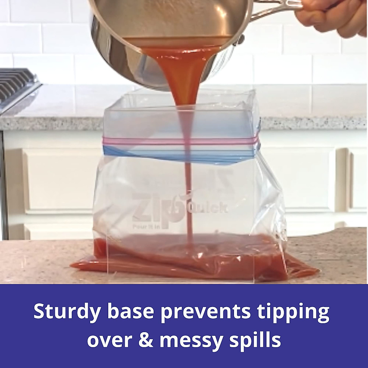 Zip Quicker Ziplock Bag Holder/Food Storage Bag Stand/Baggy Rack Holder/Hands-Free to Pour Leftovers/Filling Zip Lock Freezer Bag Stand/Bag Prep/Comes with both Gallon & Quart Sizes