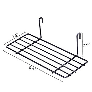 Kaforise Hanging Straight Shelf for Wire Wall Grid Panel, Small Wire Wall Organizer and Display Shelf, Size 9.8"X3.9" ,Black Painted