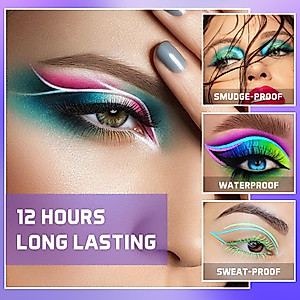 Spdoo Colored Liquid Eyeliners 12 Colors Colorful Liquid Eyeliner Set, Matte Colorful Eye Liner Liquid Color Eyeliner Eye Makeup Smudgeproof Long Lasting Gel Eye Liner Gift Kit for Women