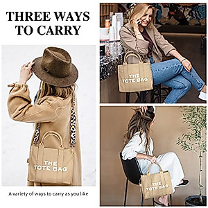 Canvas Tote Bags for Women - Travel Tote Handbag - Shoulder Bag with Zipper Crossbody Purse for Office, Travel, School(Khaki)