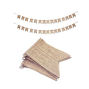 Plain Burlap Banner Flags DIY Burlap Pennant Banners for Birthday, Wedding, Graduation, Baby Shower; 30FT 30 Fishtail PCs; by Mandala Crafts