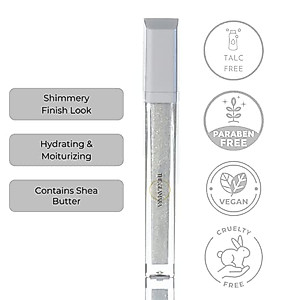 Glitter Lip Gloss Silver White High Shine Glossy Finish Moisturizing with Shea Butter | Talc-Free Mica-Free Paraben-Free Gluten-Free Vegan