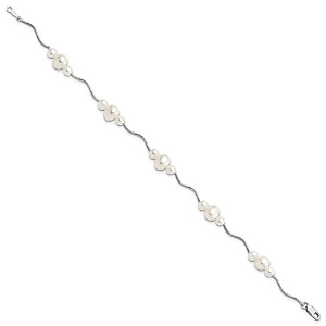 IceCarats 925 Sterling Silver Freshwater Cultured Pearl Chain Bracelet