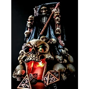 Forged Dice Co. Grim Bones Dice Tower with LED Skull - Hand Painted Grim Reaper Dice Rolling Tower Made from Heavy Duty Resin - Compatible with DND Accessories and Tabletop RPG Games