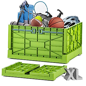 LivLab Mker 50 Gallon / 200L Collapsible Storage Bins - 31.4" L x 23.6" W x 16.9" H, Extra Large Foldable Crate for Storage, Stackable Plastic Container Box for Organizing Home, Office, Green