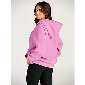 Trendy Queen Preppy Clothes Womens Pullover Sweatshirts Cute Oversized Y2k Hoodies Fleece Long Sleeve Sweaters Loose Casual Pullover Fall Outfits Winter Fashion 2024 Pink