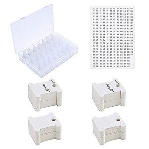 Peirich Embroidery Floss Organizer Box - 24 Compartments with 100 Hard Floss Bobbins and 459 Color Number Stickers