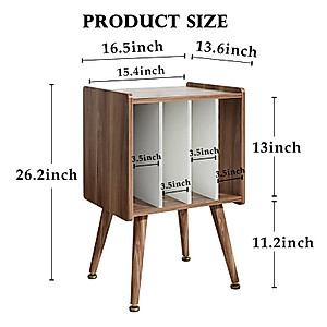 Artswish Record Player Stand Mid Century Turntable Table Vinyl Record Storage Table with 4 Cabinet, Walnut Record Display Table for Living Room Bedroom