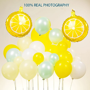 Lemon Baby Shower Decorations Lemonade party main squeeze bridal shower decorations Summer Fruit Party Supplies White Pastel Yellow Balloon Garland Kit